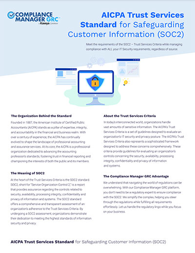 AICPA Trust Services Criteria SOC 2 - Compliance Manager GRC