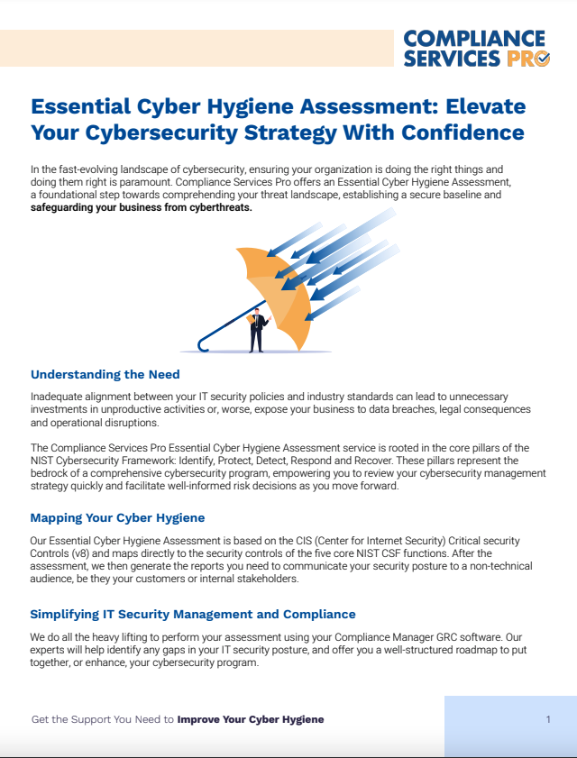 Basic Cyber Hygiene Assessment Service - Compliance Manager GRC